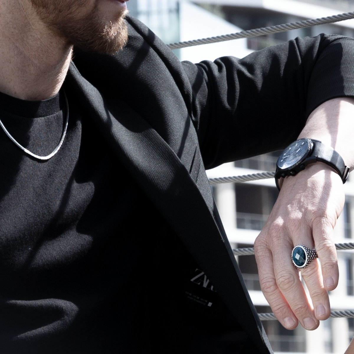 Sea Urchin Chevalier Ring with Faceted Oval Natural Stone - Albert M ...