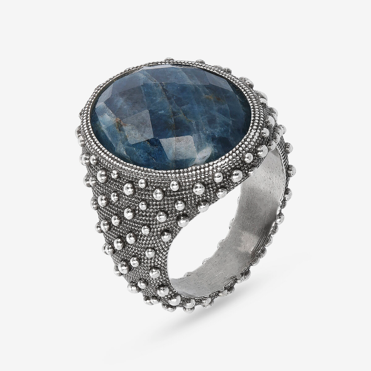 Sea Urchin Chevalier Ring with Faceted Oval Natural Stone - Albert M ...