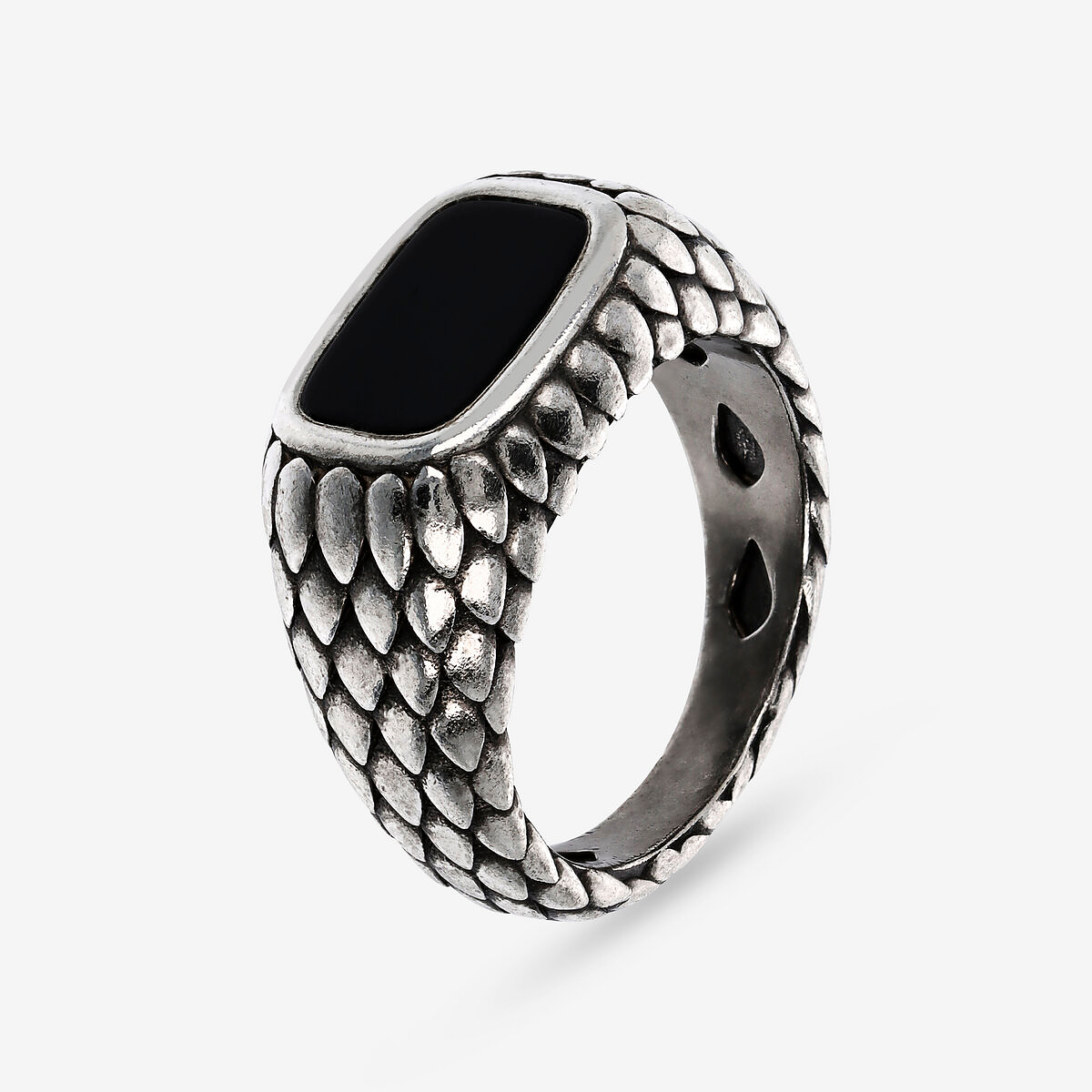 Chevalier Ring with Natural Stone and Dragon Texture - Albert M. – AlbertM